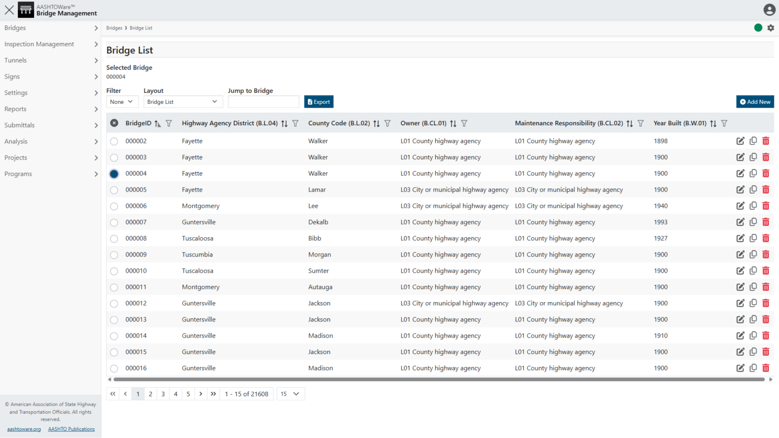 AASHTOWare Bridge Management – Asset Management Platform